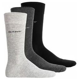 Kurzsocken Gant "Socken 3er Pack", Herren, Gr. 43-45, bunt (schwarz, grau), Obermaterial: 73% Baumwolle CO. 24% Polyamid PA. 2% Elasthan EL. 1% Polyester PES., Socken