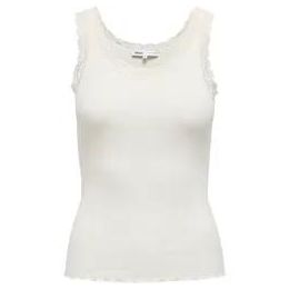 Tr&auml;gertop Only CARMAKOMA "CARSARA SHARAI LACE TANK TOP JRS NOOS", Damen, Gr. M, cloud dancer, Jersey, Obermaterial: 94% Baumwolle, 6% Elasthan, unifarben, normal, Rundhals, Tops Tr&auml;gertop, mit Spitze am Ausschnitt und leicht gewelltem Saum