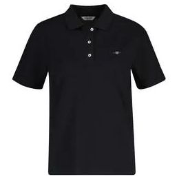 Poloshirt Gant "REGULAR SHIELD", Damen, Gr. XL, schwarz, Single Jersey, Obermaterial: 100% Baumwolle, regular fit normal, Rundhals, eingesetzt gerader Abschluss, Shirts, Regular fit mit Polokragen
