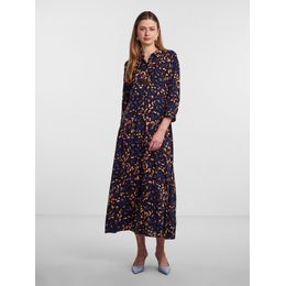Hemdblusenkleid Y.A.S "YASSAVANNA LONG SHIRT DRESS", Damen, Gr. XL (42), N-Gr, schwarz aop:spilo print, Web, Obermaterial: 100% Viskose, bedruckt, relaxed fit lang, Kleider Hemdblusenkleid, Sommerkleid, mit 3/4 &Auml;rmel