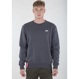 Herren Sweatshirt "Basic Sweater small Logo", grau, Gr. S, Alpha Industries, bedruckt, angeraute Sweatware, Obermaterial: 100% Baumwolle,