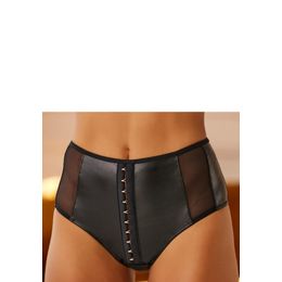 Damen Panty, Petite Fleur Gold, Gr. 40, schwarz, Lederoptik (PU beschichtet), Obermaterial: 82% Polyester, 10% Polyamid, 8% Elasthan, Unterhosen, in