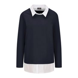 GOLDNER Damen Langarmshirt "Elegantes 2-in-1 Business-Oberteil", blau, Gr. 40, Obermaterial: 94% Baumwolle CO. 6% Elasthan EL., Shirts, Hemdkragen