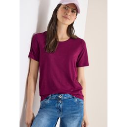 Cecil Damen T-Shirtmagenta lila, Gr. L, unifarben, Web, 50% Baumwolle, 50% Modal, Shirts, mit Rundhalsausschnitt
