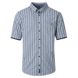 Kurzarmhemd Casamoda "Casamoda Freizeithemd Kurzarm Print", Herren, Gr. L, Normalgr&ouml;&szlig;en, blau, 100% Baumwolle, bedruckt, l&auml;ssig geschnitten, Hemden