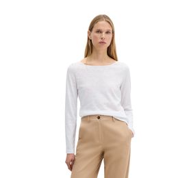 Marc O'Polo MARC O'POLO Damen Langarmshirt "aus Organic Cotton", wei&szlig;, Basic, Gr. L, unifarben, Obermaterial: 100% Baumwolle, Shirts