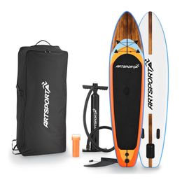 ArtSport Stand Up Paddle Board Beach Rocker &ndash; Aufblasbares SUP Board Set bis 150 kg - Wei&szlig; & Bunt