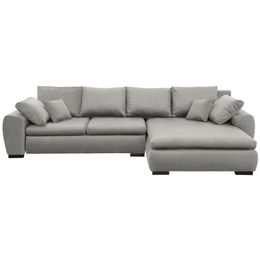 Ecksofa Home Affaire "Cara Mia L-Form, B: 325 cm - OTTO. Verl&auml;ssliche Qualit&auml;t.", silber, B:325cm H:87cm T:183cm, Luxus-Microfaser Vintageoptik (100% Polyester);Microfaser Antiklederoptik (100% Polyester), Sofas, Ecksofa, mit 4 Zierkissen, optional Bettfunktion & Bettkasten