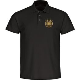 multifanshop Poloshirt - Deutschland - Adler Retro Gold - Druck gold metallic - Polo