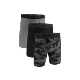 Boxershorts Under Armour "Boxershort UA PERFORMANCE TECH - PRINT 9 IN 3PK 3er Pack", Herren, Gr. L, bunt (schwarz, grau), Obermaterial: 90% Polyester Pol. recyc.. 10% Elasthan EL., Unterhosen