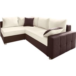 Ecksofa Collection AB "Parma L-Form", braun (braun, natur), B:224cm H:84cm T:161cm, Kunstleder SOFTLUX / Struktur (80% Polyester; 20% Polyacryl);Microfaser PRIMABELLE (100% Polyester);Zierkissen: Jeweils analog des Korpusbezugs (Wendekissen, teilweise im Materialmix);Microfaser PRIMABELLE (100% Polyester) / Struktur (80% Polyester; 20% Polyacryl), Sofas, Ecksofa, mit Bettfunktion und Federkern