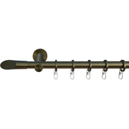 Gardinenstange Indeko "Marbella", messing, antik, L:150cm &Oslash;:16mm, Eisen, Gardinenstangen, Komplett-Set inkl. Ringen,Faltenlegehaken und Montagematerial