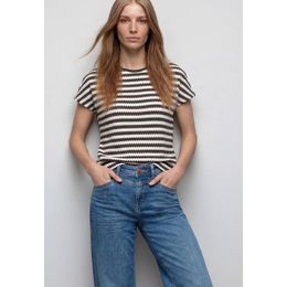 Street One Damen T-Shirtespresso braun, Gr. 34, gestreift, Stoff, 53% Viskose, 44% Polyester, 3% Elasthan, Shirts, im Streifendesign