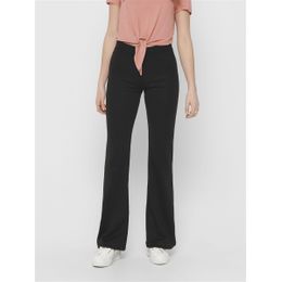 Only Damen Jerseyhose "ONLFEVER &ndash; Jerseyhose mit Stretch und ausgestelltem Bein", schwarz, Gr. L, unifarben, Jersey, Obermaterial: 95% Polyester, 5%