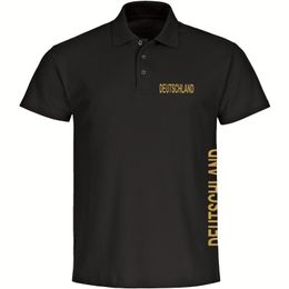 multifanshop Poloshirt - Deutschland - Brust & Seite Gold - Druck gold metallic - Polo