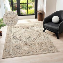 Teppich OTTO HOME "Kylan, Hoch-Tief-Struktur, dezenter Glanz", sand, B:200cm H:9mm L:300cm, Kunstfaser, Teppiche, Teppich, Schrumpf-Garn-Effekt, im Vintage-Look, dichte Qualit&auml;t, Wohnzimmer