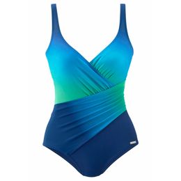 Lascana Damen Badeanzug, blau, Gr. 42, Farbverlauf, Polyamid, Badeanz&uuml;ge, in Wickeloptik mit Shaping-Effekt