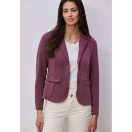 Kurzblazer Street One, Damen, Gr. 38, schwarz clouded blush, Stoff, 71% Polyester, 26% Viskose, 3% Elasthan, Jacquardmuster, unifarben, normal normal, V-Ausschnitt, B&uuml;ndchen, Blazer Kurzblazer, mit Reverskragen