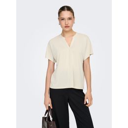 Kurzarmshirt Only "ONLFREE LIFE S/S SPLIT TOP JRS", Damen, Gr. M, pumice stone, Jersey, Obermaterial: 70% Modal, 30% Polyester, unifarben, regular fit normal, V-Ausschnitt, Shirts, Materialmix, regular fit