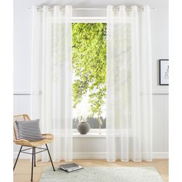 Gardine OTTO HOME "XANA" Gr. 1, beige (creme), B:145cm H:145cm, Voile, Polyester, Gardinen, Gardine, Bestseller, einfarbig, 1 bzw. 2er Set, pflegeleicht, Bestseller