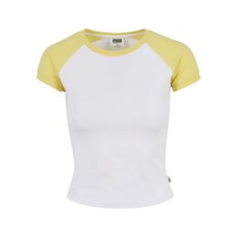 Kurzarmshirt Urban Classics "Urban Classics Damen", Damen, Gr. 4XL, wei&szlig;, vintagesun, 95% Baumwolle, 5% Elasthan, unifarben, slim fit, Rundhals, Shirts