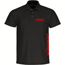 multifanshop Poloshirt - N&uuml;rnberg - Brust & Seite - Druck rot - Polo