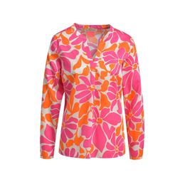 Smith & Soul Langarmbluse SMITH & SOUL, Damen, Gr. M, hot orange print, Web, Obermaterial: 100% Baumwolle, gemustert, regular fit normal, V-Ausschnitt, 1-Knopf-Manschette mit Schlitz, Blusen, mit Allover-Print