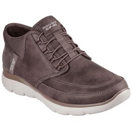 Slip-On Sneaker Skechers "SUMMITS", Herren, Gr. 47,5, braun, Textil, Schuhe Slip-On Sneaker, Schn&uuml;rboots, Mid Cut Sneaker mit Hands Free Slip-Ins&trade;