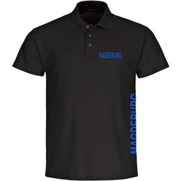 multifanshop Poloshirt - Magdeburg - Brust & Seite - Druck blau - Polo