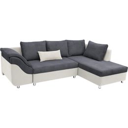 Ecksofa Collection AB "Sally L-Form", grau (hellgrau, anthrazit), B:256cm H:87cm T:165cm, Microfaser PRIMABELLE (100% Polyester) / Struktur (80% Polyester, 20% Acryl);Struktur (80% Polyester, 20% Acryl);Kunstleder SOFTLUX / Struktur (80% Polyester, 20% Acryl);Microfaser PRIMABELLE (100% Polyester) / Cord (100% Polyester), Sofas, Ecksofa, mit und ohne Bettfunktion, inklusive loser R&uuml;cken- und Zierk