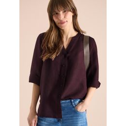 Longbluse Cecil, Damen, Gr. XL (44), rich burgundy, Web, 55% Leinen, 45% Viskose, unifarben, klassisch normal, Rundhals, B&uuml;ndchen, Blusen Longbluse, mit 3/4 &Auml;rmeln