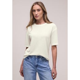T-Shirt Street One, Damen, Gr. 44, sanftes wei&szlig;, Stoff, 60% Viskose, 40% Polyester, unifarben, normal normal, Rundhals, abgesteppt, Shirts T-Shirt, aus softer Viskose
