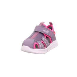 Sandale Superfit "WAVE WMS: mittel", M&auml;dchen, Gr. 26, lila (flieder, pink), Lederimitat, Textil, Schuhe Sandale, Sommerschuh, in WMS: Weite mittel, Gr&ouml;&szlig;enschablone zum Download