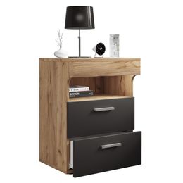 Nachttisch Vcm "Holz Nachttisch Nachtschrank Schublade Slepal L", schwarz (honig, eiche, anthrazit), B:45cm T:39cm, Sideboards, Nachttisch
