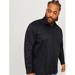 Jack & Jones PlusSize Herren Langarmhemd "JJPRPARMA SHIRT L/S NOOS PLS", schwarz, Basic, Gr. 5XL, JACK & JONES PLUSSIZE, unifarben, Satin, Obermaterial: 98% Baumwolle, 2%