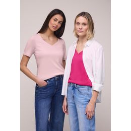 T-Shirt Street One, Damen, Gr. 36, magenta dream, minimal rose, Web, 50% Baumwolle, 50% Modal, unifarben, normal normal, Rundhals, abgesteppt, Shirts T-Shirt, im soften Baumwoll-Mix
