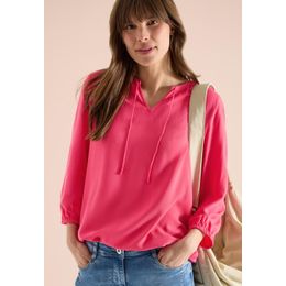 Langarmbluse Cecil, Damen, Gr. 3XL, geranium rot, Stoff, 100% Viskose, unifarben, klassisch normal, Rundhals, elastischer Bund, Blusen, aus softer Viskose