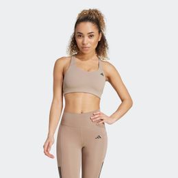 Damen Sport-BH "POWERIMPACT RIB MEDIUM SUPPORT TRAINING", adidas Performance, Gr. XL, braun, Obermaterial: 79% Polyester, 21% Elasthan, BHs