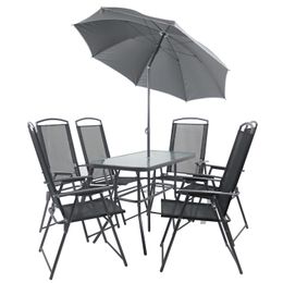 Garten-Essgruppe Vcm "7-tlg Sitzgruppe Gartenm&ouml;bel Tisch St&uuml;hle Set 110", schwarz (anthrazit), B:110cm T:55cm, Obermaterial: 100% Metall MT., Sitzm&ouml;bel-Sets