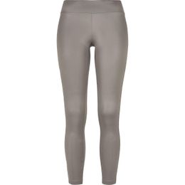 Leggings Urban Classics "Urban Classics Damen Ladies Synthetic Leather Leggings", Damen, Gr. M, US-Gr&ouml;&szlig;en, asphalt, 87% Polyester, 13% Elasthan, unifarben, skinny fit, Hosen Leggings