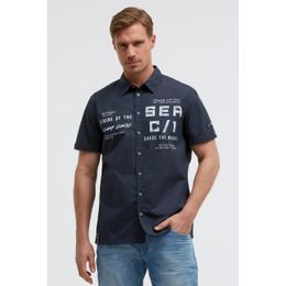 Kurzarmhemd CAMP DAVID, Herren, Gr. 4XL, Normalgr&ouml;&szlig;en, blau, Web, Material: 100% Baumwolle, bedruckt, bestickt, regular fit normal, Umschlagsaum, Hemden, mit Kentkragen