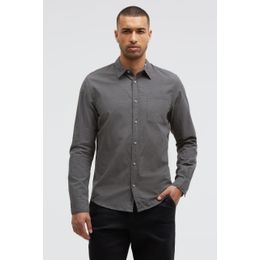 Langarmhemd CMPD, Herren, Gr. XL, Normalgr&ouml;&szlig;en, grau (pure anthra), Web, Material: 100% Baumwolle, Strukturmuster, figurbetont normal, 1-Knopf-Manschette, Hemden, mit filigranem Streifenmuster