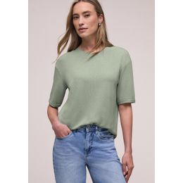 T-Shirt Street One, Damen, Gr. 44, mint leaf, Stoff, 60% Viskose, 40% Polyester, unifarben, normal normal, Rundhals, abgesteppt, Shirts T-Shirt, aus softer Viskose