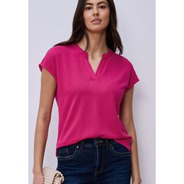 T-Shirt Street One, Damen, Gr. 34, magenta dream, Stoff, 60% Viskose, 40% Polyester, unifarben, normal normal, Rundhals, abgesteppt, Shirts T-Shirt, soft und weich