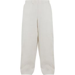 Stoffhose PEQUS "PEQUS PEQUS Logo Linen Pants", Herren, Gr. L, US-Gr&ouml;&szlig;en, sandwei&szlig;, 100% Leinen, unifarben, loose fit, Hosen Stoffhose