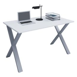 Schreibtisch Vcm "Schreibtisch B&uuml;rotisch Computertisch 140x50 Lona X", wei&szlig; (silber, wei&szlig;), B:140cm T:50cm, Tische, Schreibtisch