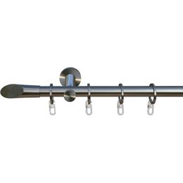 Gardinenstange Indeko "Marbella", edelstahl, optik, L:330cm &Oslash;:16mm, Eisen, Gardinenstangen, Komplett-Set inkl. Ringen,Faltenlegehaken und Montagematerial