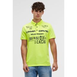 Poloshirt CAMP DAVID, Herren, Gr. XXL, gr&uuml;n, Piqu&eacute;, Material: 65% Polyester, 35% Baumwolle, bedruckt, regular fit normal, hoch geschlossener Ausschnitt, eingesetzt B&uuml;ndchen, Shirts, aus Baumwolle