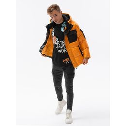 Ombre Winterjacke 'C457' Herren Gr&ouml;&szlig;e M orange / schwarz