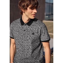 Poloshirt Street One MEN, Herren, Gr. XXL (46), schwarz, Web, 100% Baumwolle, gemustert, normal normal, hoch geschlossener Ausschnitt, abgesteppt, Shirts, aus reiner Baumwolle